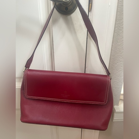 kate spade | Bags | Kate Spade Red Leather Shoulder Bag With Snakeskin ...